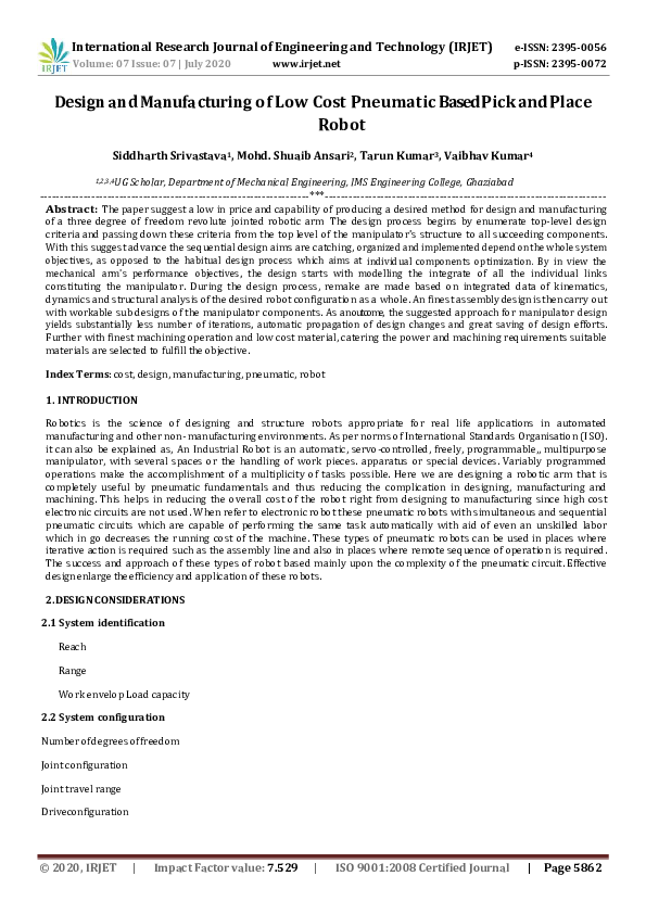 (PDF) IRJET- Design and Manufacturing of Low Cost Pneumatic Based Pick ...