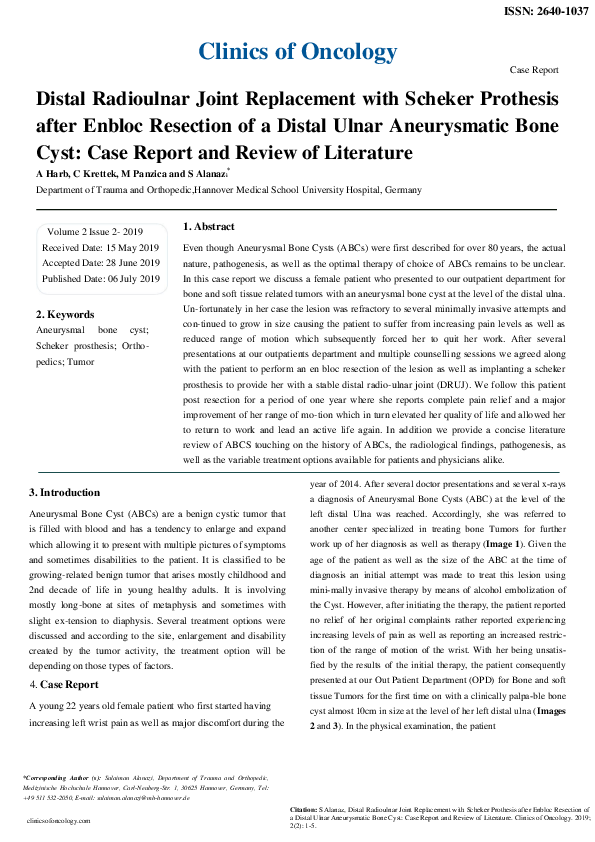 (PDF) Distal Radioulnar Joint Replacement with Scheker Prothesis after ...