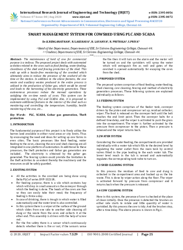 (PDF) IRJET- SMART MANAGEMENT SYSTEM FOR COWSHED USING PLC AND SCADA