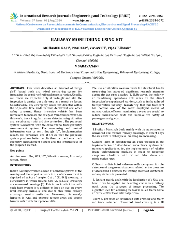 (PDF) IRJET- RAILWAY MONITORING USING IOT