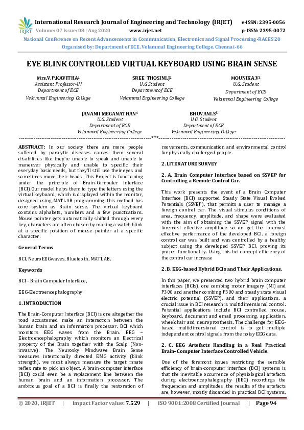 (PDF) IRJET- EYE BLINK CONTROLLED VIRTUAL KEYBOARD USING BRAIN SENSE