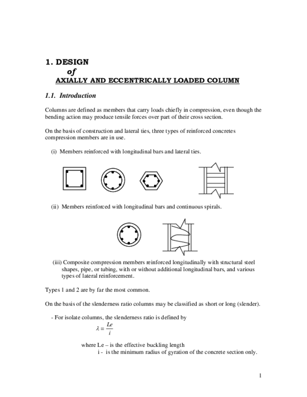 (PDF) DESIGN of AXIALLY AND ECCENTRICALLY LOADED COLUMN
