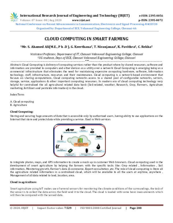 (PDF) IRJET- CLOUD COMPUTING IN SMART FARMING