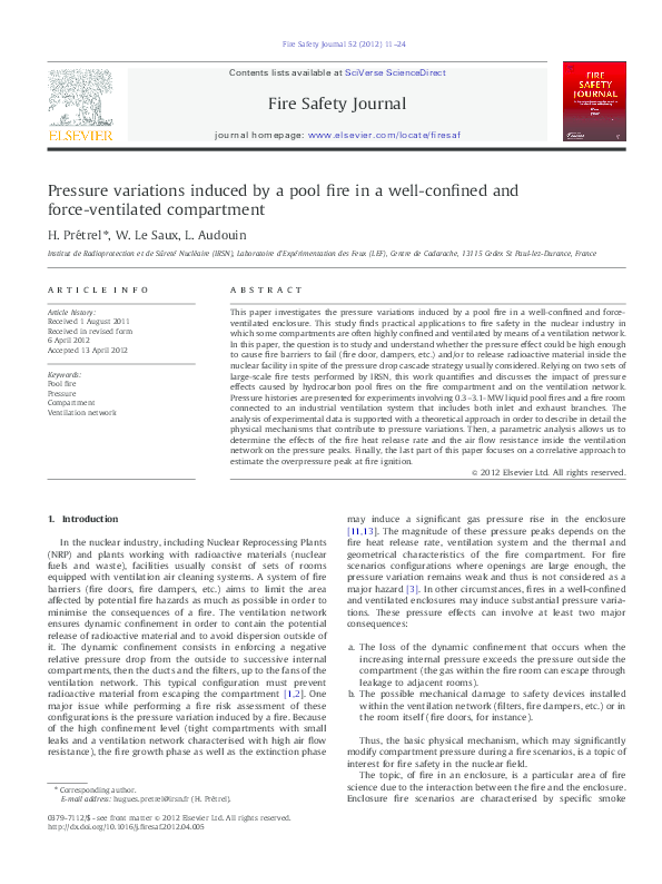 (PDF) Pressure variations induced by a pool fire in a well-confined and ...