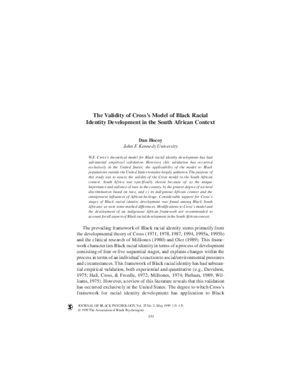 (PDF) The validity of Cross's model of black racial identity ...