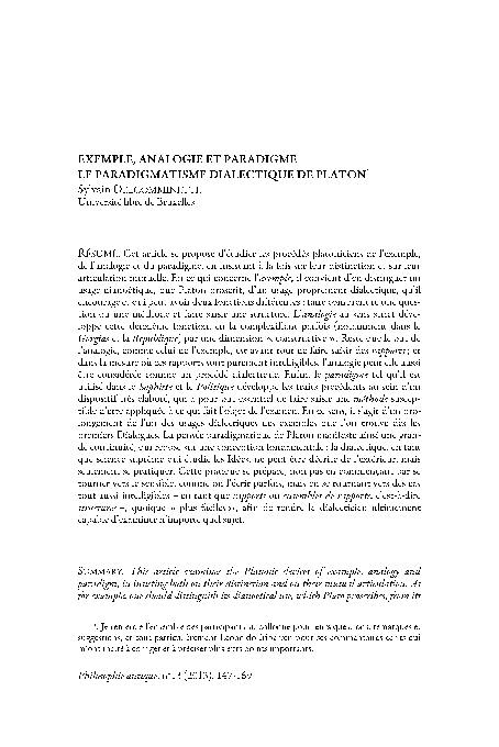 (PDF) Exemple, analogie et paradigme. Le paradigmatisme dialectique de ...