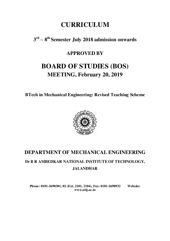 (PDF) CURRICULUM 3 rd -8 th Semester July 2018 admission onwards ...