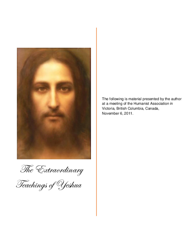 (PDF) The Extraordinary Teachings of Jesus of Nazareth | Daniel M ...
