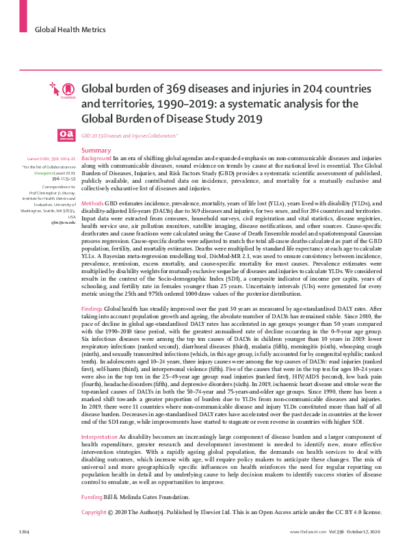 (PDF) Global burden of 369 diseases and injuries in 204 countries and ...
