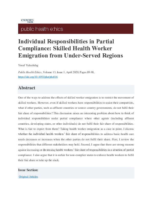 (PDF) Individual Responsibilities in Partial Compliance