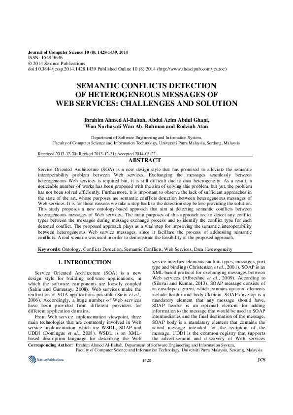 (PDF) Semantic conflicts detection of heterogeneous messages of web services: Challenges and ...