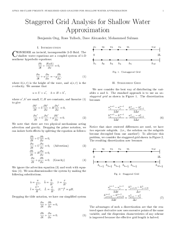 (PDF) Staggered Grid Analysis for Shallow Water Approximation