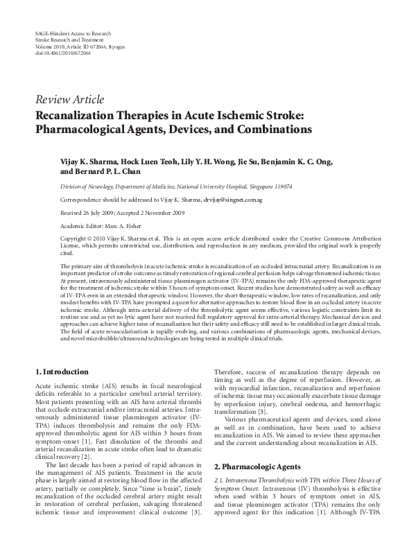 (PDF) Recanalization Therapies in Acute Ischemic Stroke ...