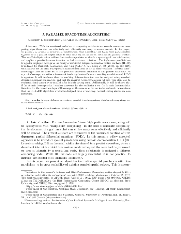 (PDF) Scalable Parallel Space-Time Algorithm for PDEs