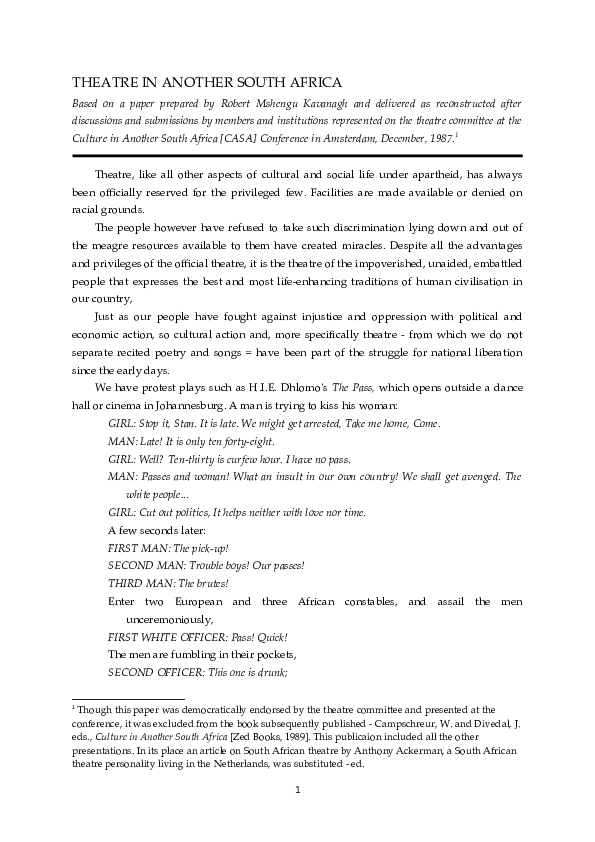 (DOC) THEATRE IN ANOTHER SOUTH AFRICA: THE EXCLUDED PRESENTATION