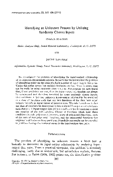(PDF) Identifying an unknown process by utilizing randomly chosen inputs