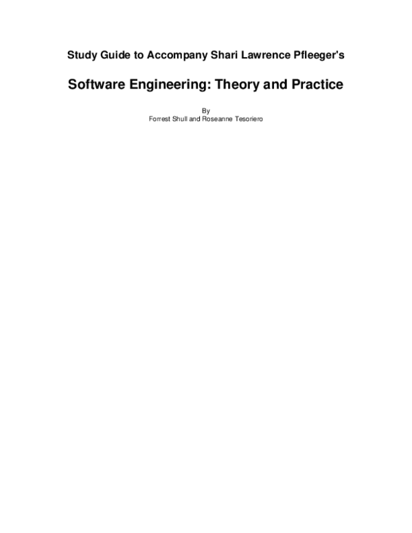 (PDF) Study Guide to Accompany Shari Lawrence Pfleeger's Software ...