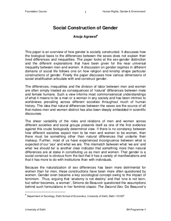 (PDF) Social Construction of Gender