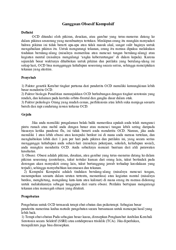 (DOC) Gangguan Obsesif Kompulsif