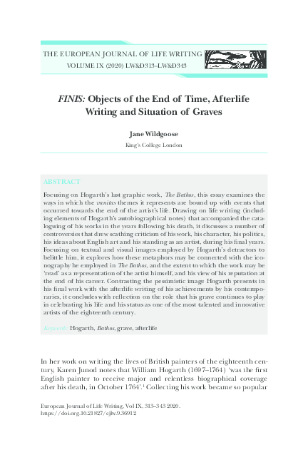 (PDF) FINIS: Objects of the End of Time, Afterlife Writing and ...