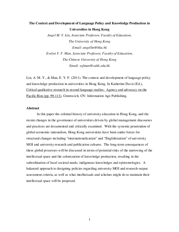 (PDF) The Context and Development of Language Policy and Knowledge ...