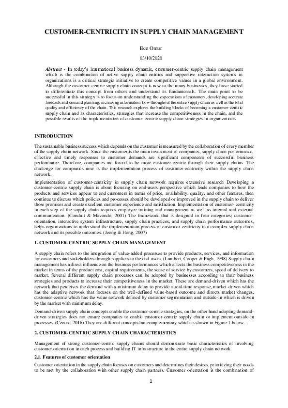 (PDF) Customer-Centricity in Supply Chain Management