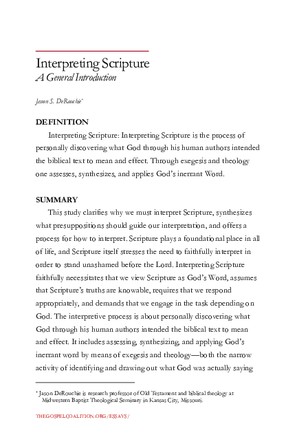 (PDF) Interpreting Scripture: A General Introduction