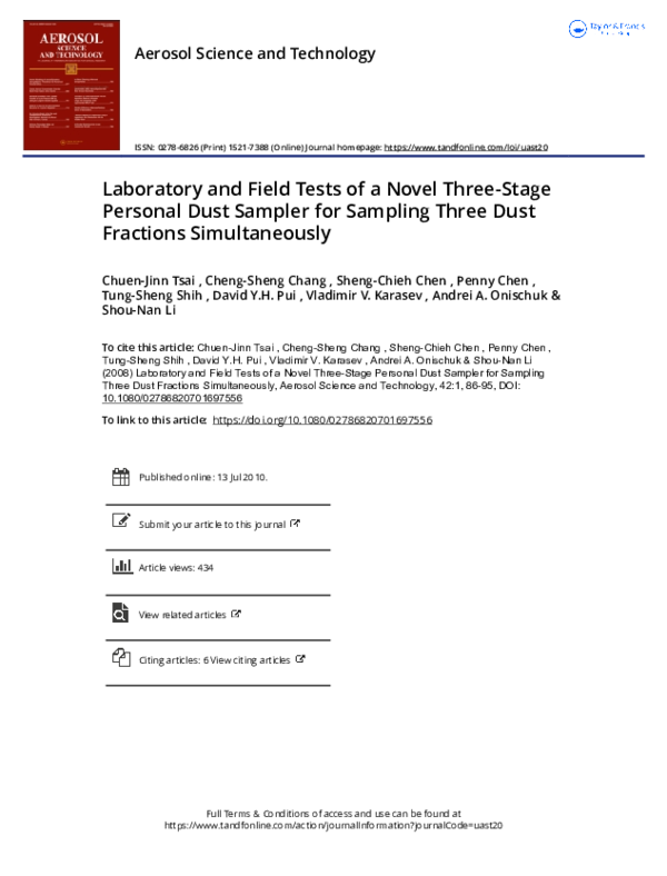 (PDF) Laboratory and Field Tests of a Novel Three-Stage Personal Dust ...