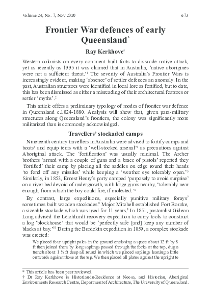 (PDF) Frontier War defences of early Queensland