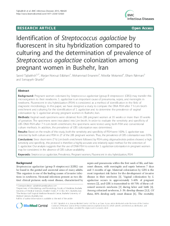 (PDF) Identification of Streptococcus agalactiae by fluorescent in situ ...