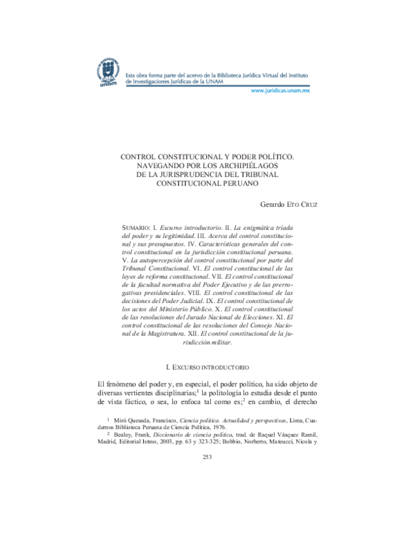 (PDF) Control constitucional y poder político. Navegando por los ...