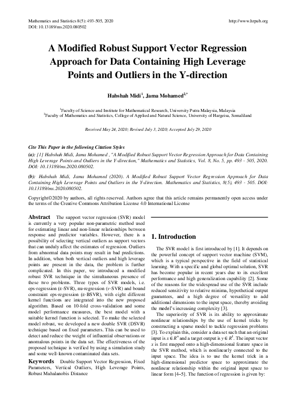 Pdf A Modified Robust Support Vector Regression Approach For Data