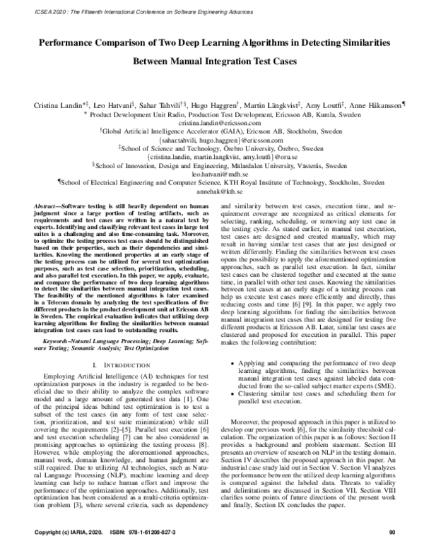 Pdf Performance Comparison Of Two Deep Learning Algorithms In Detecting Similarities Between