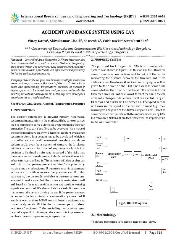 Pdf Irjet Accident Avoidance System Using Can 1712