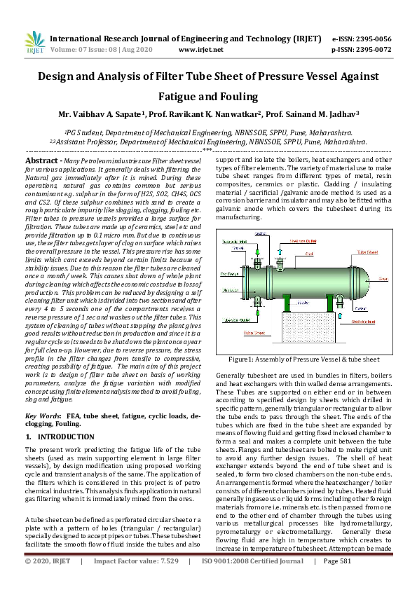 (PDF) Design and Analysis of Filter Tube Sheet of Pressure Vessel ...