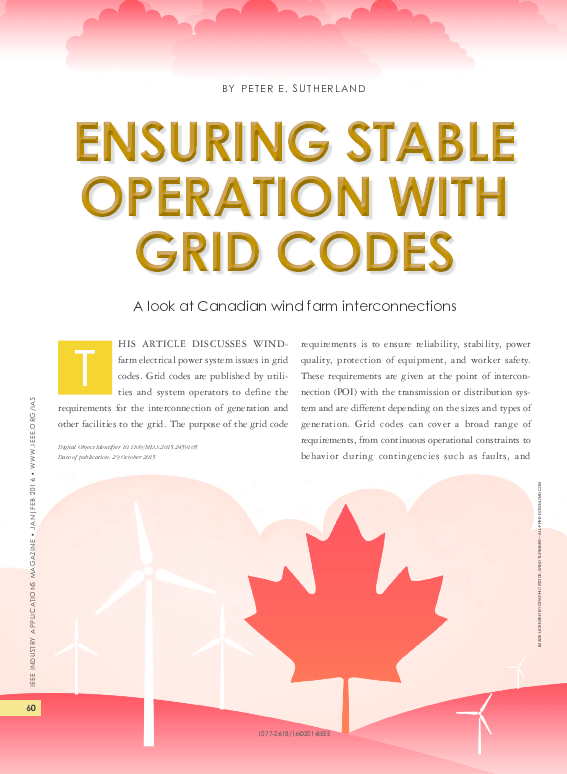 (PDF) Ensuring Stable Operation with Grid Codes: A Look at Canadian ...