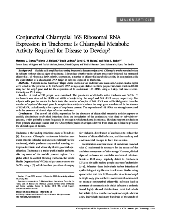 (PDF) Conjunctival Chlamydial 16S Ribosomal RNA Expression in Trachoma ...