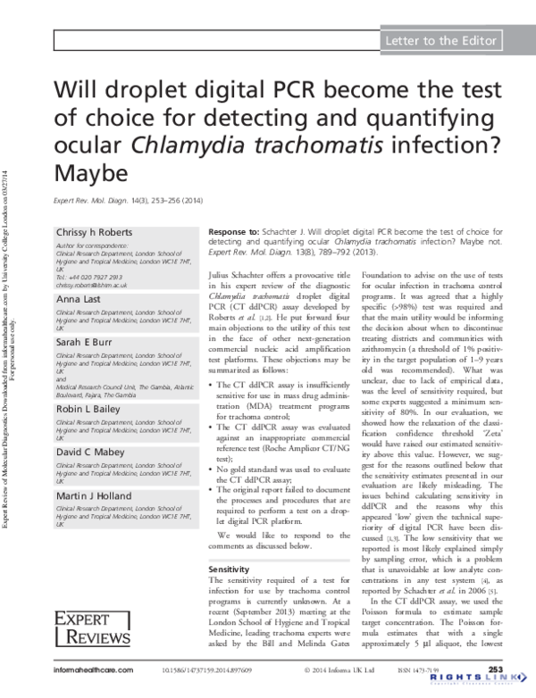 (PDF) Will droplet digital PCR become the test of choice for detecting ...