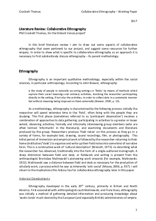 (PDF) Literature Review: Collaborative Ethnography
