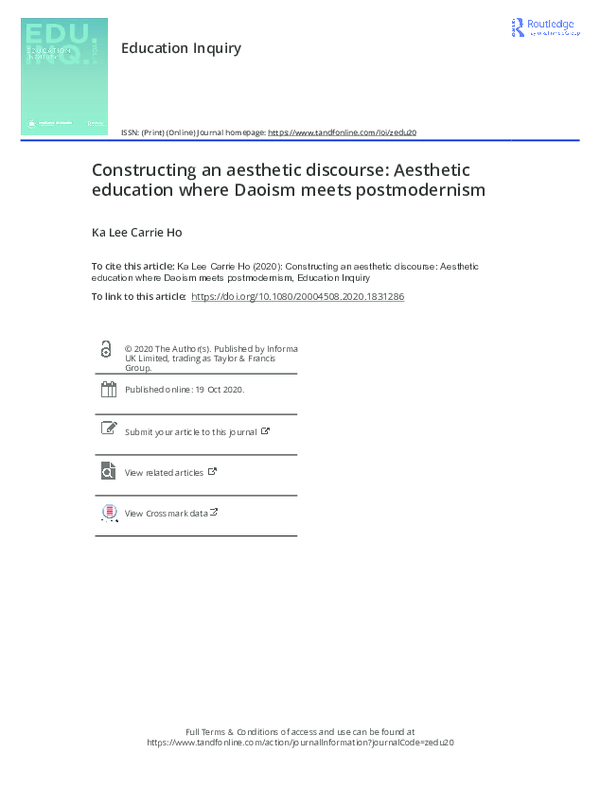 (PDF) Constructing an aesthetic discourse: Aesthetic education where Daoism meets postmodernism