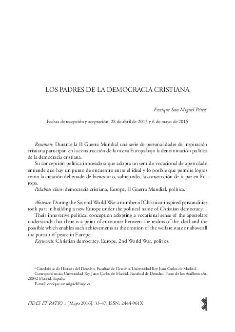 (PDF) Los padres de la democracia cristiana