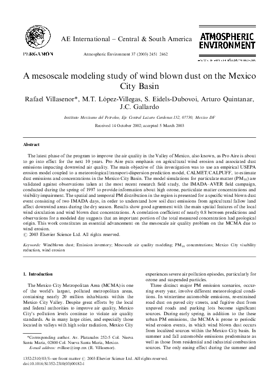 (PDF) A mesoscale modeling study of wind blown dust on the Mexico City ...