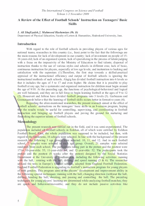 (PDF) A Review of the Effect of Football Schools’ Instruction on ...