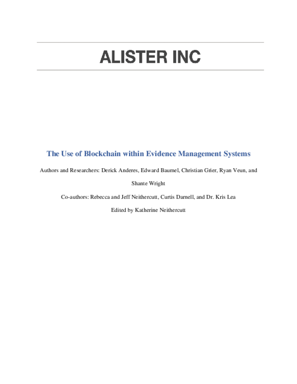 (PDF) The Use of Blockchain within Evidence Management Systems The Use ...