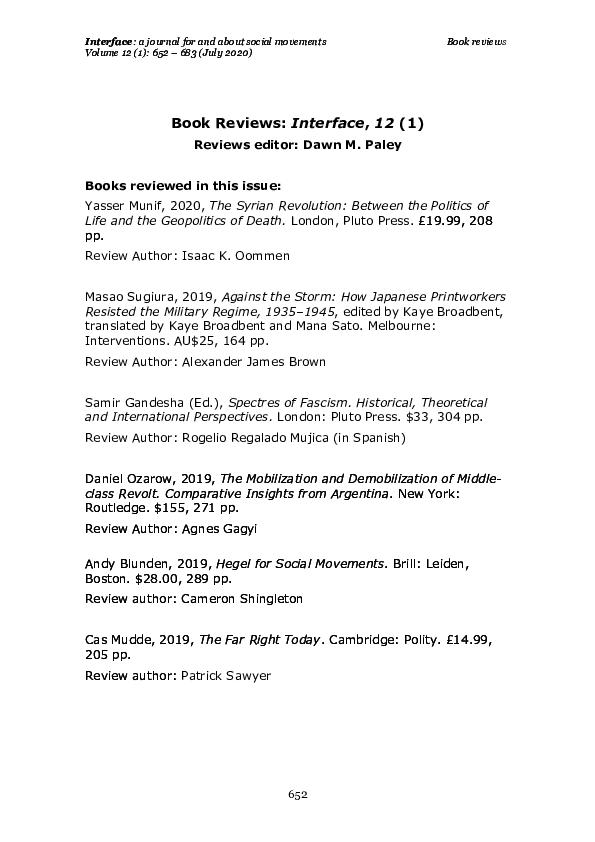 (PDF) Review: Daniel Ozarow, 2019, The Mobilization and Demobilization ...