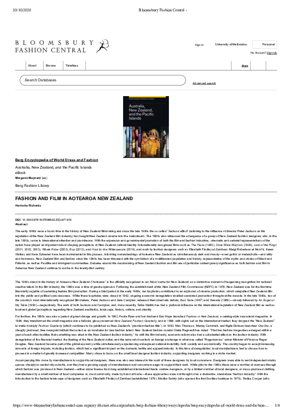 (PDF) Fashion and Film in Aotearoa New Zealand