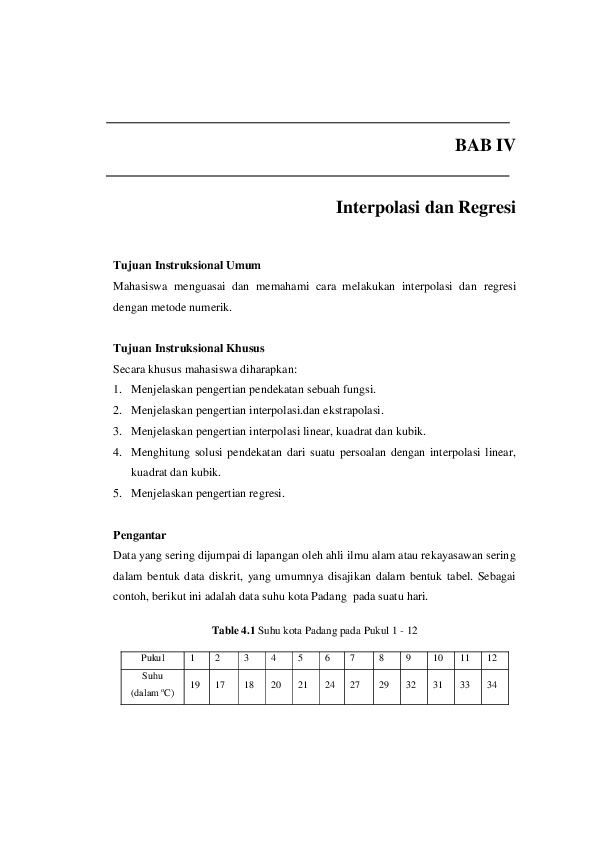 (PDF) BAB IV Interpolasi dan Regresi