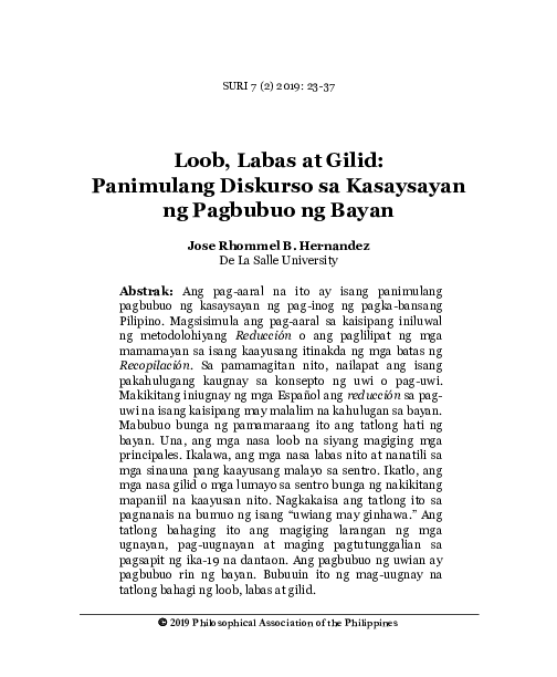 (PDF) Loob, Labas at Gilid: Panimulang Diskurso sa Kasaysayan ng ...