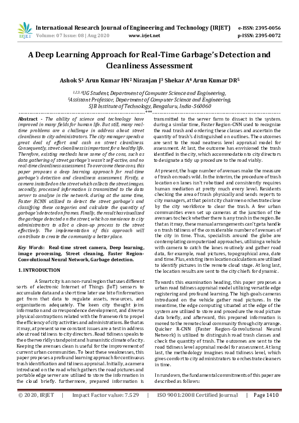 (PDF) IRJET- A Deep Learning Approach for Real-Time Garbage's Detection ...
