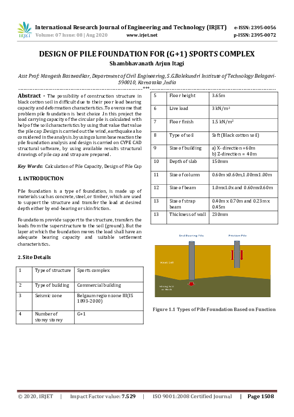 (PDF) Design of Pile Foundation in Black Cotton Soil | IJIRST ...
